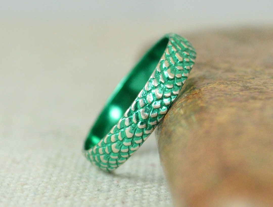 Green Snake Scale Ring, Sterling Ring, Green Dragon Scale Ring, Green ...
