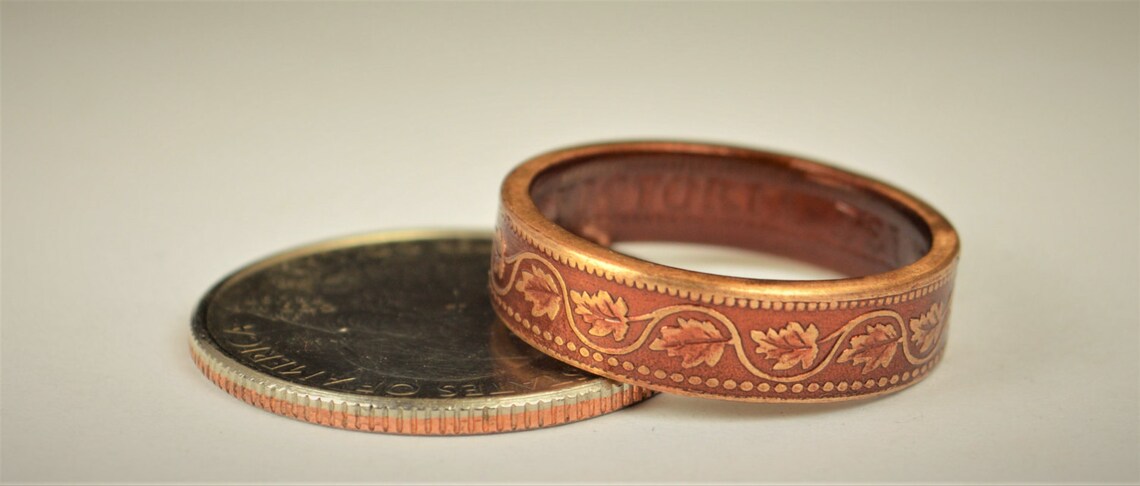 Rose Ring Coin Ring Vine Ring Copper Ring Canadian Penny - Etsy