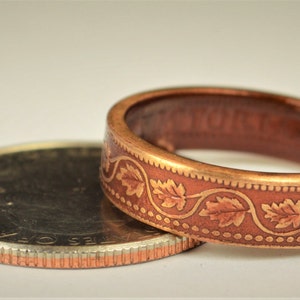 Rose Ring, Coin Ring, Vine Ring, Copper Ring, Canadian Penny, Coin ...