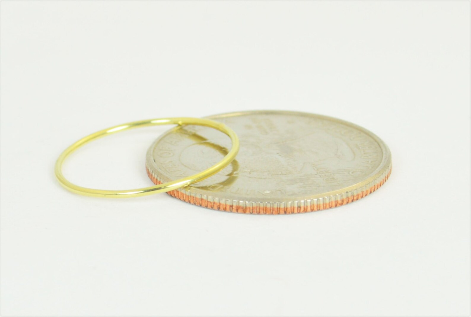 Solid 14K Green Gold Ring, Super Thin Stacking, Round Minimal Gold Ring ...