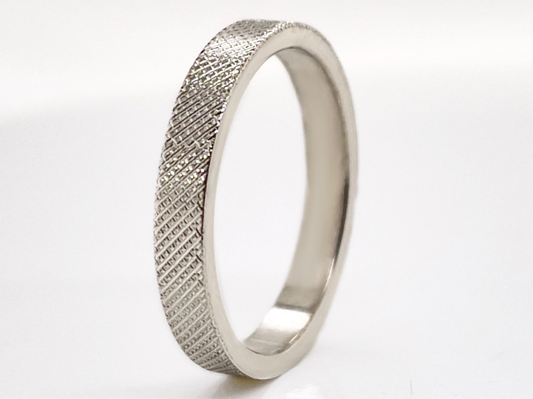 3mm White Gold Ring Florentine Finish 10k, 14k, 18k, Solid Gold, 3mm ...