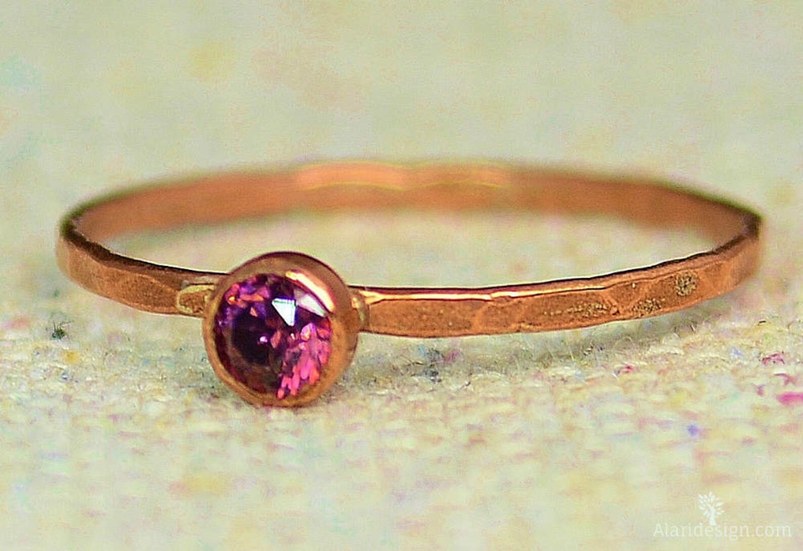 Dainty Copper Alexandrite Ring Hammered Copper Stackable - Etsy