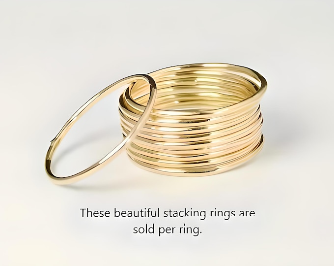 Thin Round Gold Stackable Ring, 14k Gold Filled, Stacking Rings, Dainty ...