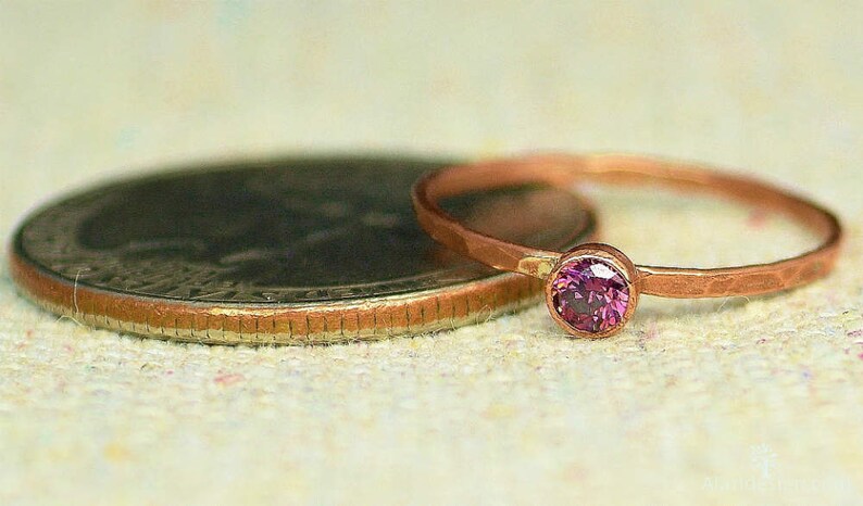 Dainty Copper Alexandrite Ring Hammered Copper Stackable - Etsy