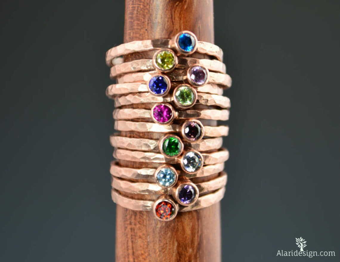 Stackable Copper Birthstone Rings Copper Gemstone Ring - Etsy