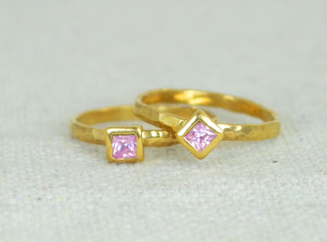 Square Pink Tourmaline Ring Gold Filled Tourmaline Ring | Etsy