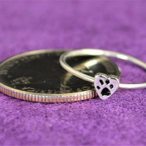 Silver Dog Print Ring, Pet Jewelry, Monogram Heart Ring, Silver Heart ...