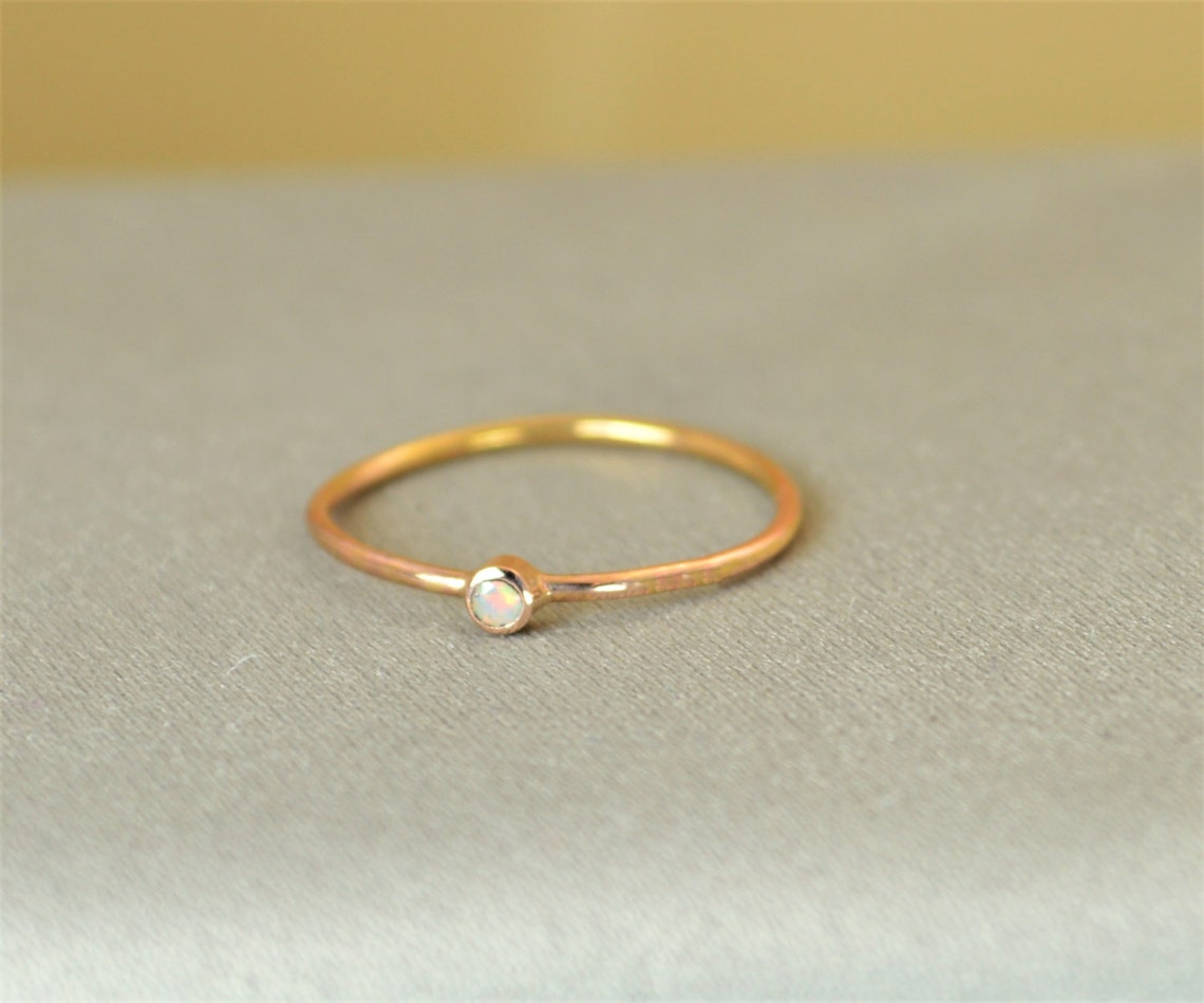 Tiny Opal Ring Rose Gold Filled Opal Stacking Ring Opal - Etsy