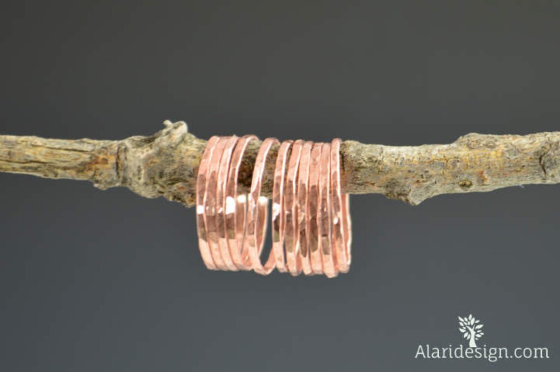 Set of 10 Thin Copper Stackable Rings Copper Ring Stack | Etsy