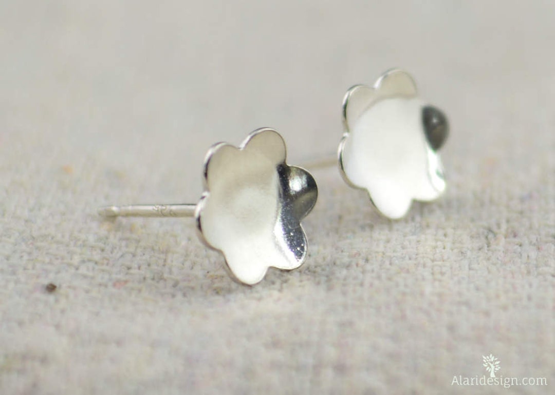 Silver Flower Earrings, Sterling Silver Earrings, Silver Stud Earrings ...