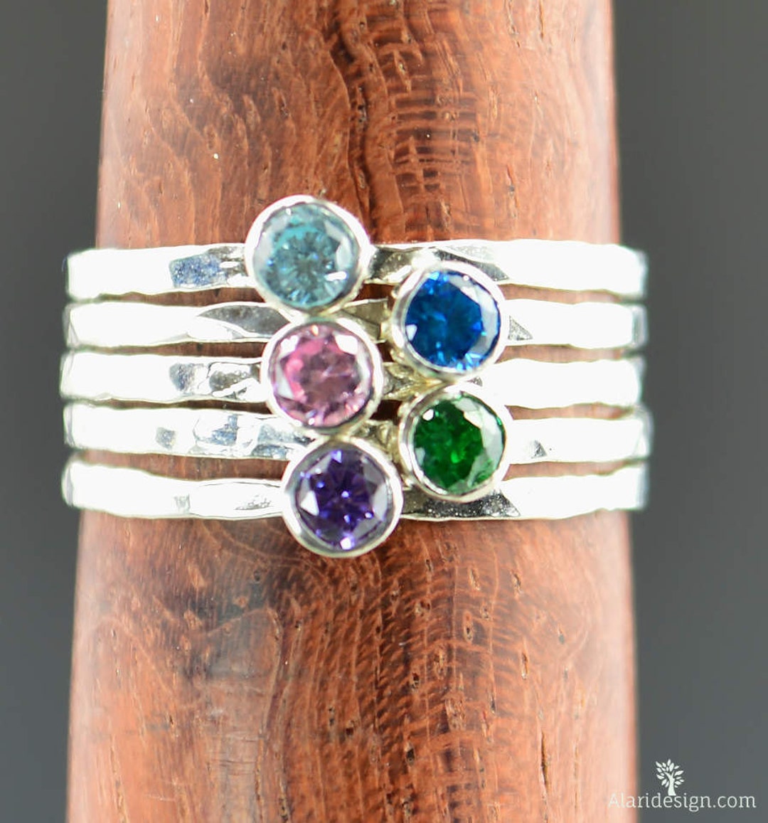 Grab 5 - Dainty Silver Mothers Rings, Mother's Ring, Grandmas Rings ...