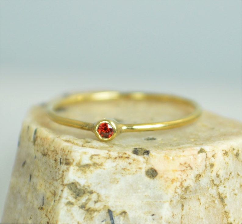 Tiny Garnet Ring 14k Solid Gold Garnet Ring Garnet Stacking - Etsy