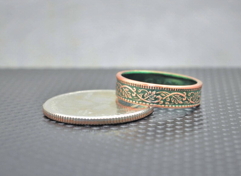 Green Wreath Coin Ring India-british Coin Green Ring Coin - Etsy
