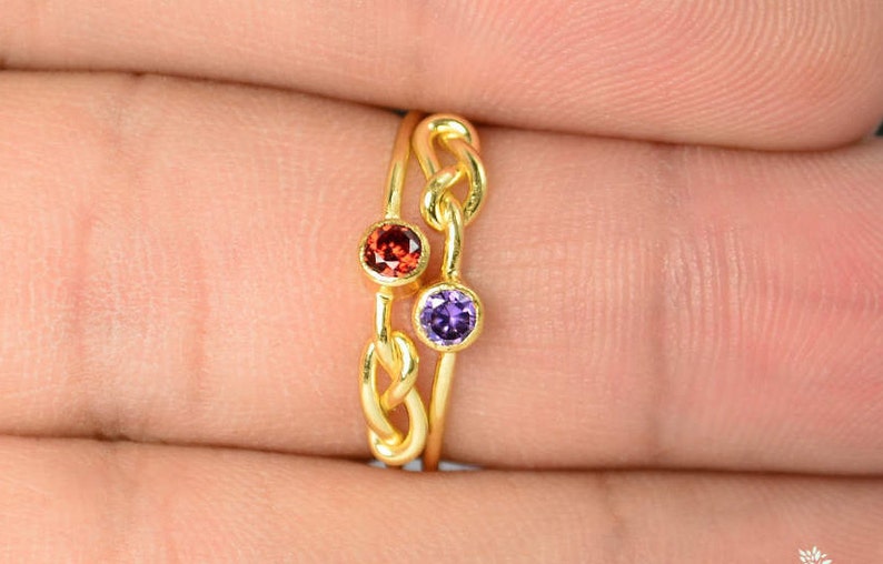 Gold Garnet Infinity Ring Gold Filled Ring Stackable Rings - Etsy