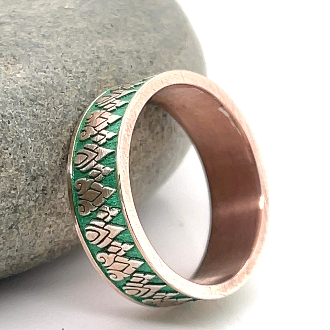 Thai Buddhist Temples Ring in Solid Rose Gold Green Ring - Etsy
