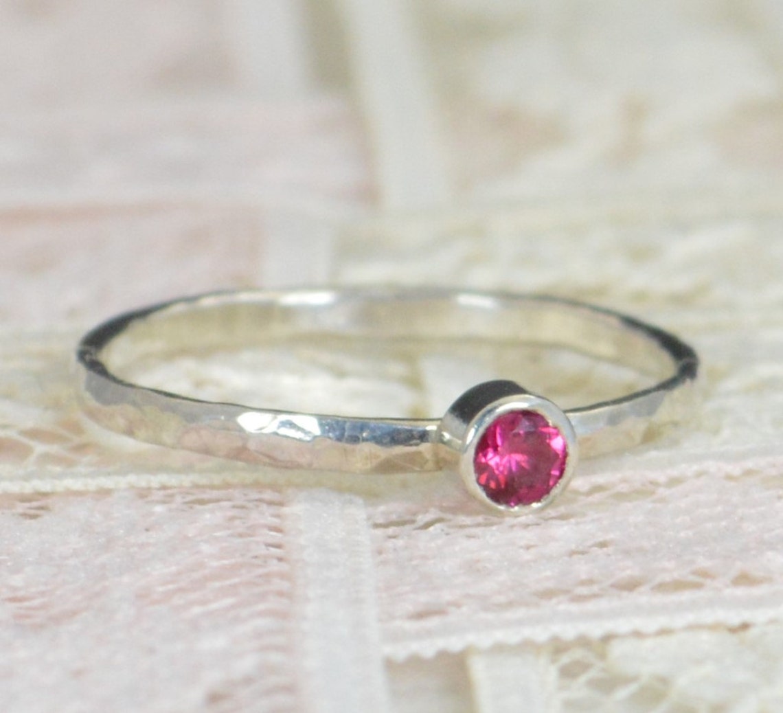 Ruby Engagement Ring Sterling Silver Ruby Wedding Ring Set - Etsy