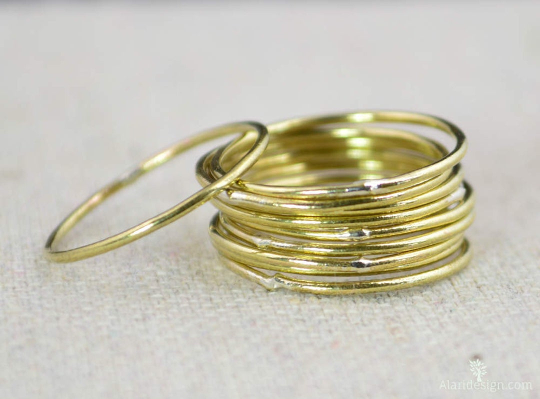 Thin Round Brass Stacking Ring(s), Gold Brass Ring, Brass Stacking Ring ...