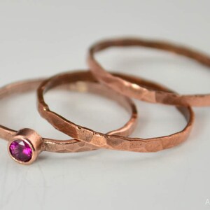Copper Ruby Ring, Classic Size, Stackable Rings, Ruby Mother's Ring ...