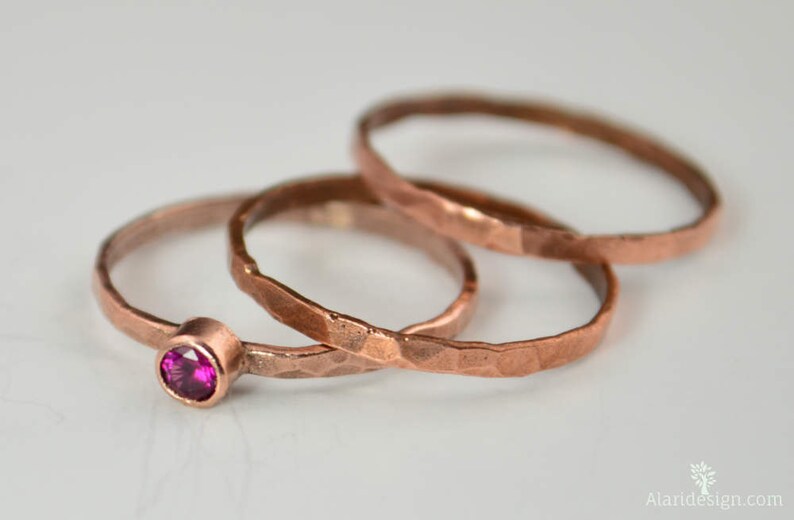 Copper Ruby Ring Classic Size Stackable Rings Ruby | Etsy