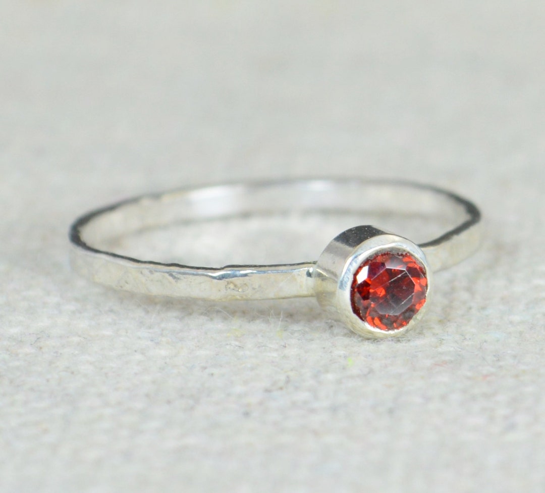Small Garnet Ring, Garnet Ring, Natural Garnet Ring, Mothers Ring ...