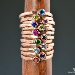 Copper Ruby Ring, Classic Size, Stackable Rings, Ruby Mother's Ring ...