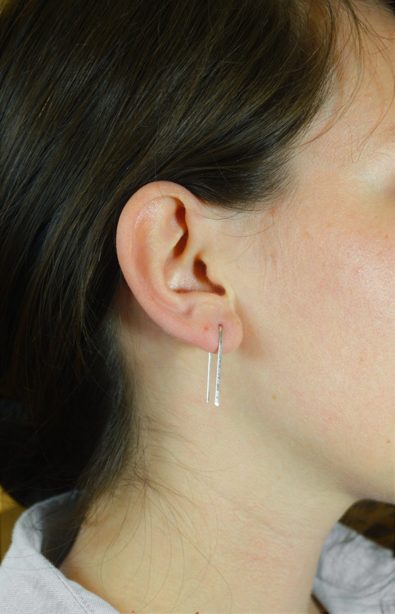 Silver Open Hoop Earrings Horseshoe Earrings Arc Earrings - Etsy