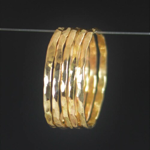 14k Gold-filled Stacking Rings Thin Textured Gold Ring Set - Etsy