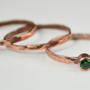Copper Emerald Ring, Classic Size, Stackable Rings, Mother's Ring, May ...