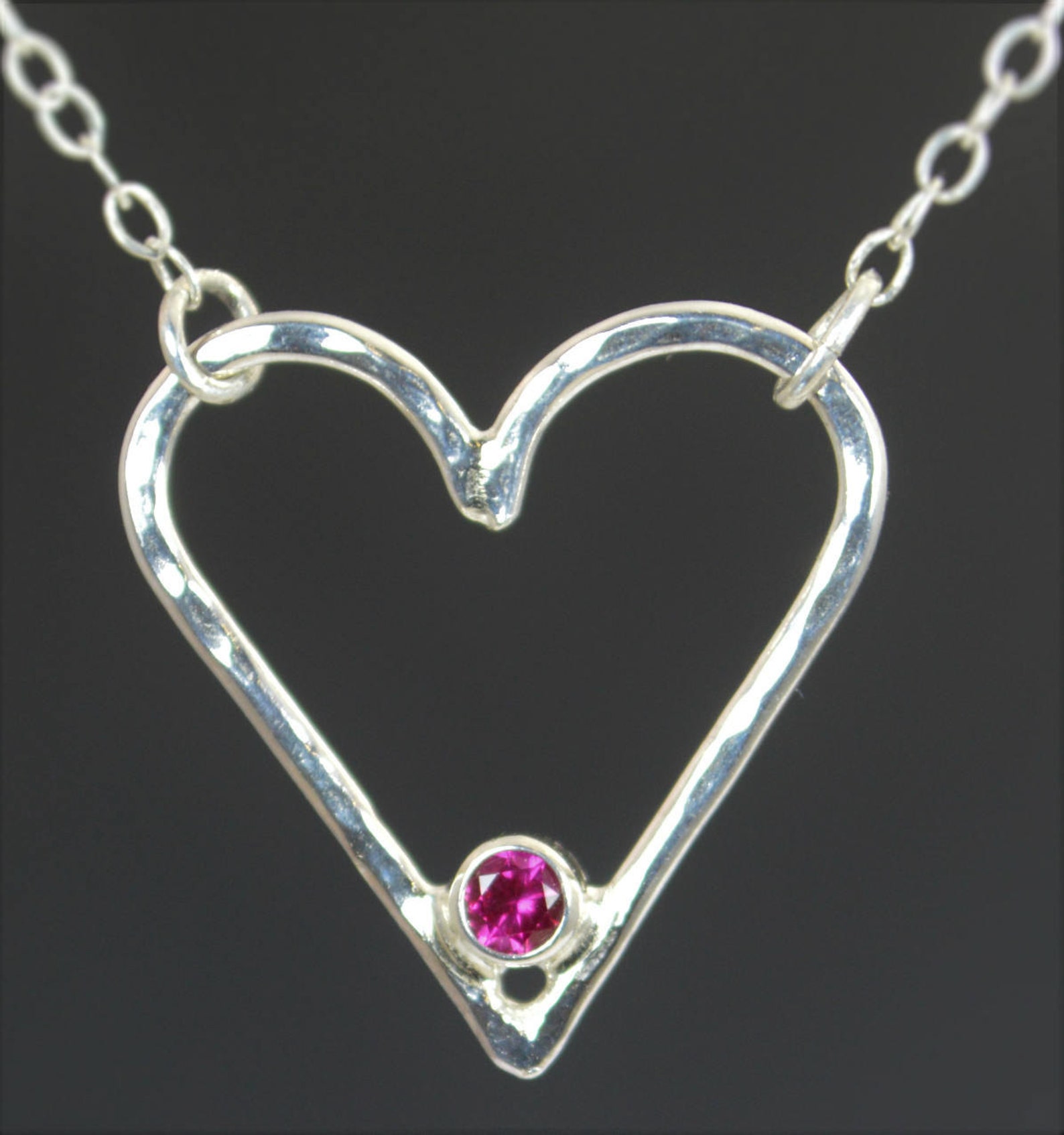 Ruby Heart Necklace Sterling Silver Mothers Necklace July | Etsy