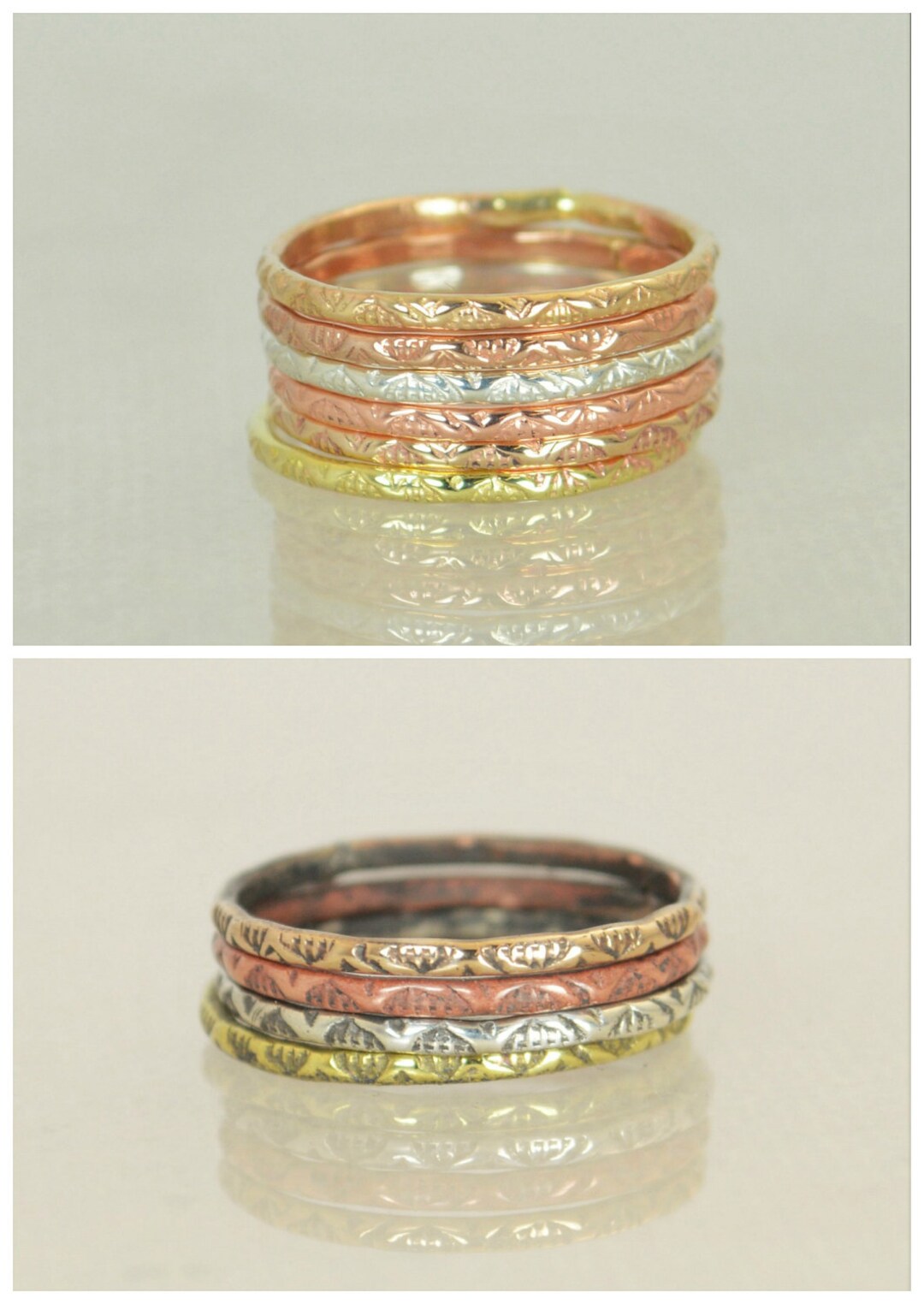 Bohemian Stacking Rings, Boho Rings, Tribal Rings, V Stamp Stacking ...