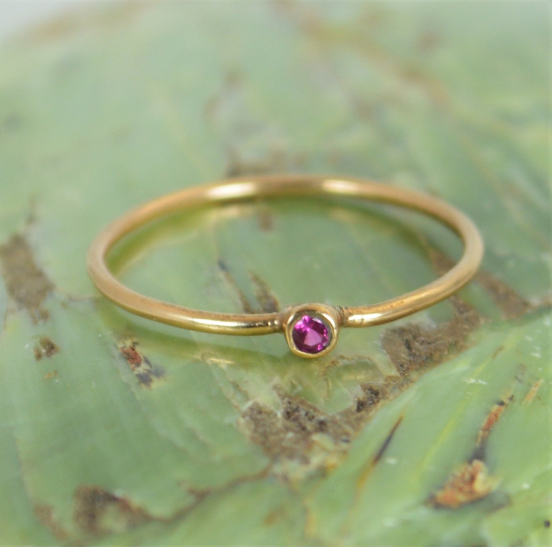 Tiny Ruby Ring, Ruby Stacking Ring, Solid 14k Rose Gold Ruby Ring, Ruby Mothers Ring, July ...