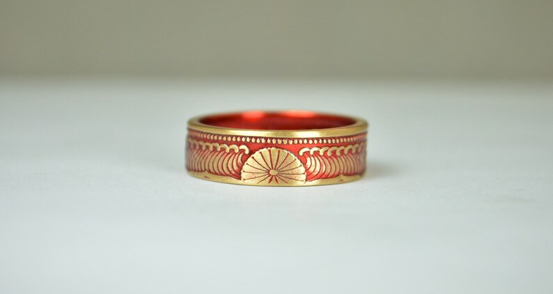 Japanese Coin Ring Red Ring Wave Ring Japanese Art Brass - Etsy