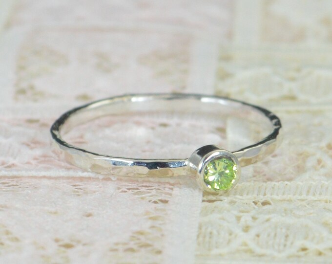 Peridot Engagement Ring, Sterling Silver, Peridot Wedding Ring Set ...
