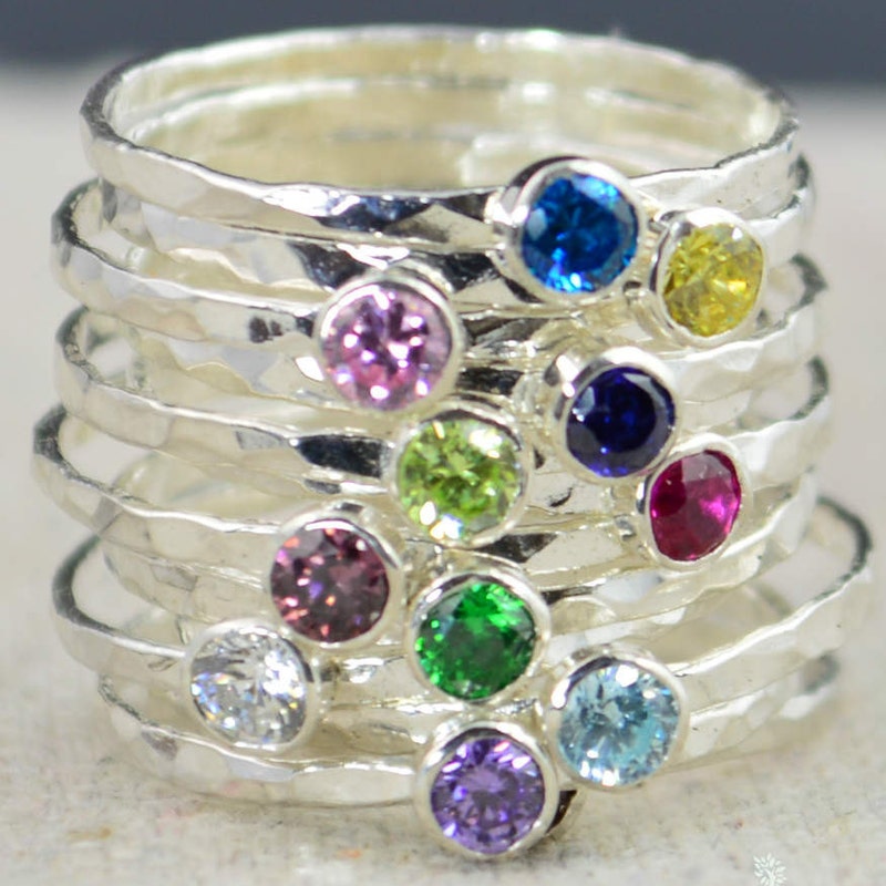 Gemstone Stacking Rings - Etsy