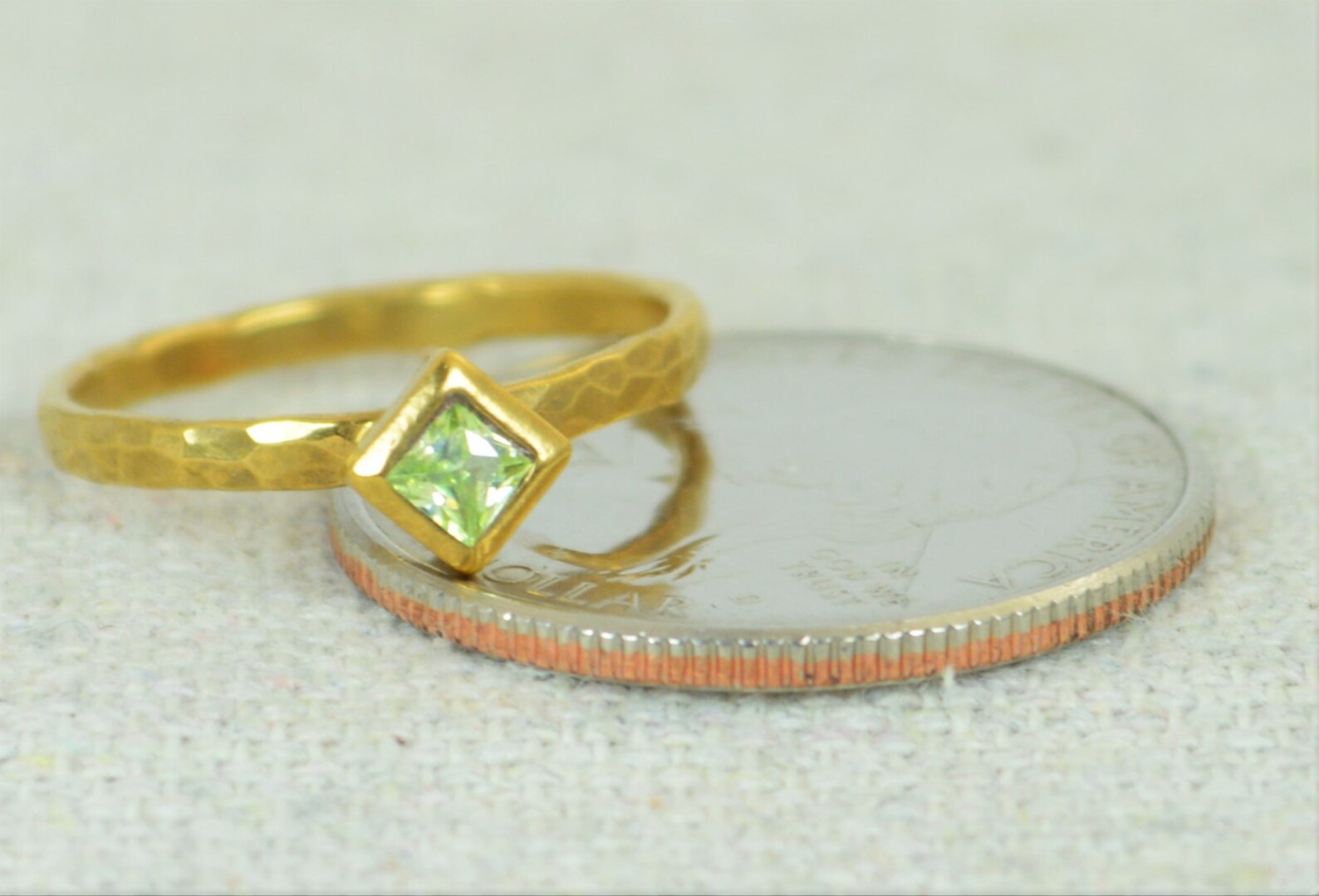 Square Peridot Ring Gold Filled Peridot Ring Augusts - Etsy