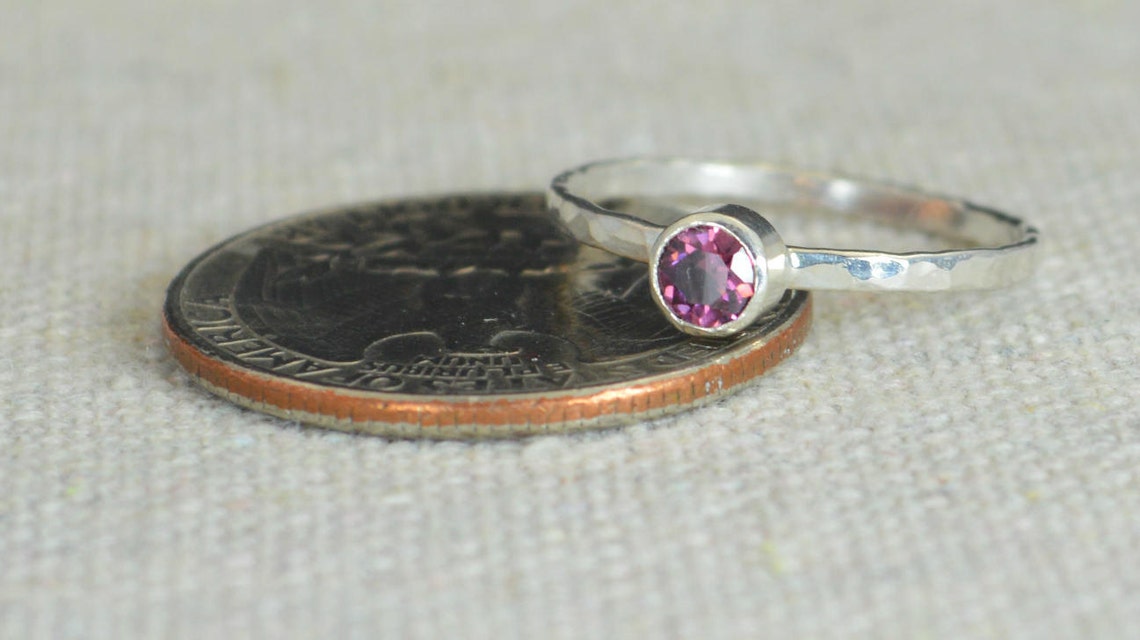 Small Alexandrite Rings Hammered Silver Ring Stackable | Etsy