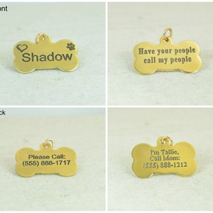 Large Dog Tag, Pet ID Tag, Bone Shaped Tag, Solid Brass, Customized ...