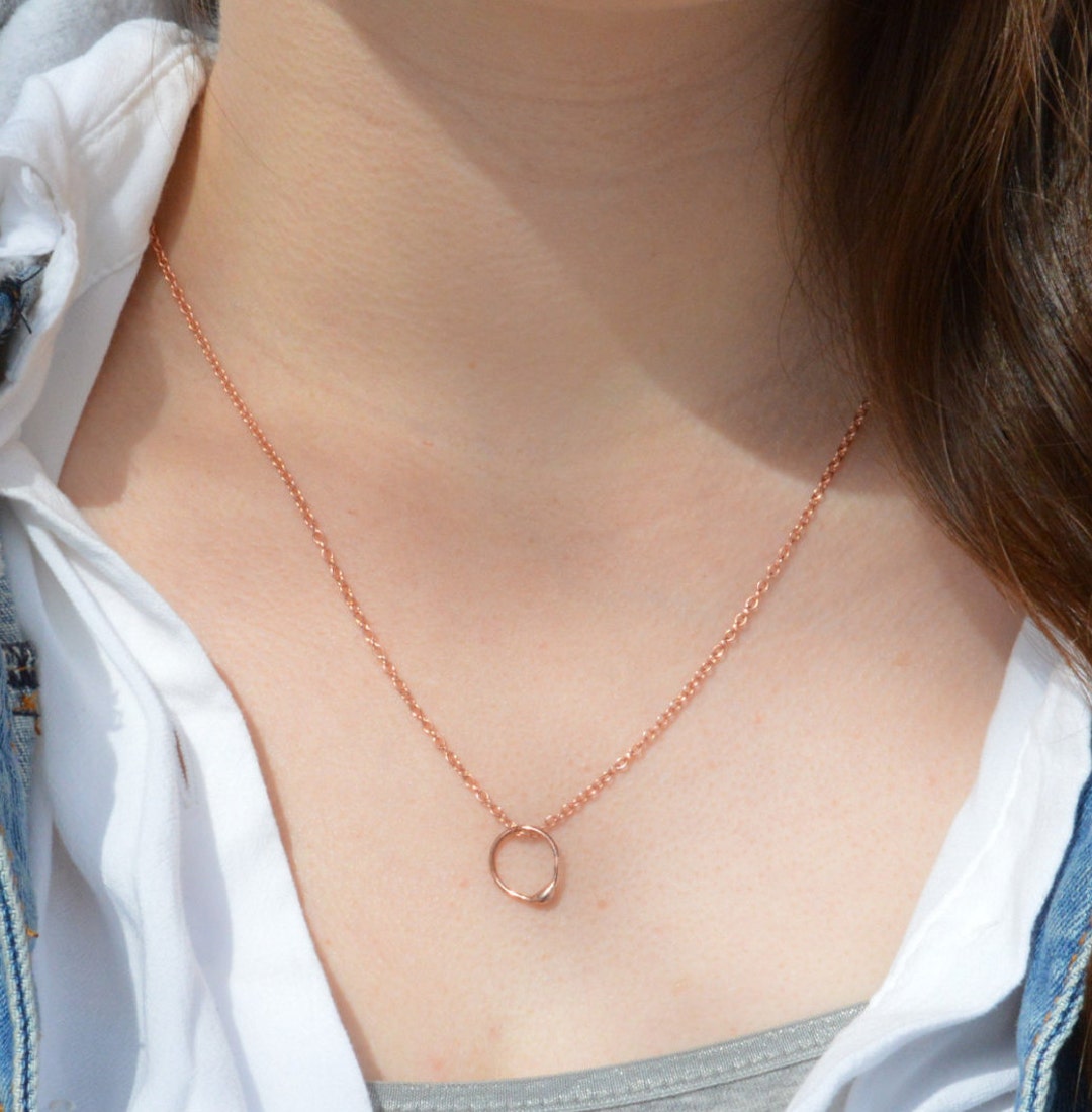 Copper Dew Drop Necklace, Copper Circle Necklace, Dew Drop Necklace ...