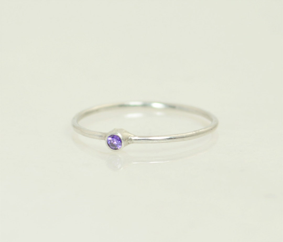 Tiny Amethyst Ring, White Gold Amethyst Stacking Ring, Amethyst Ring ...