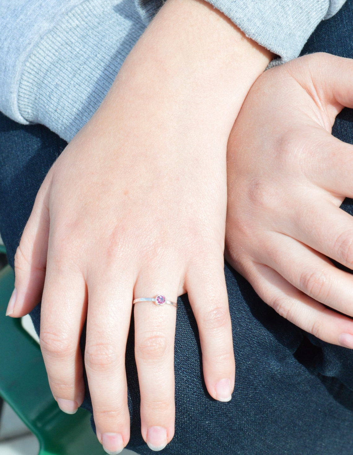 Small Alexandrite Rings Hammered Silver Ring Stackable | Etsy