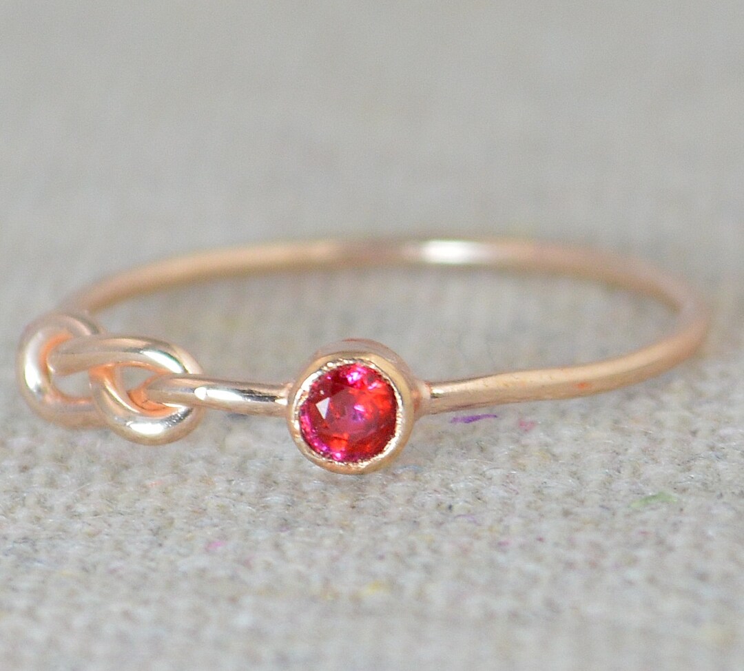 Ruby Infinity Ring, Rose Gold Filled Ring, Stackable Rings, Mothers ...