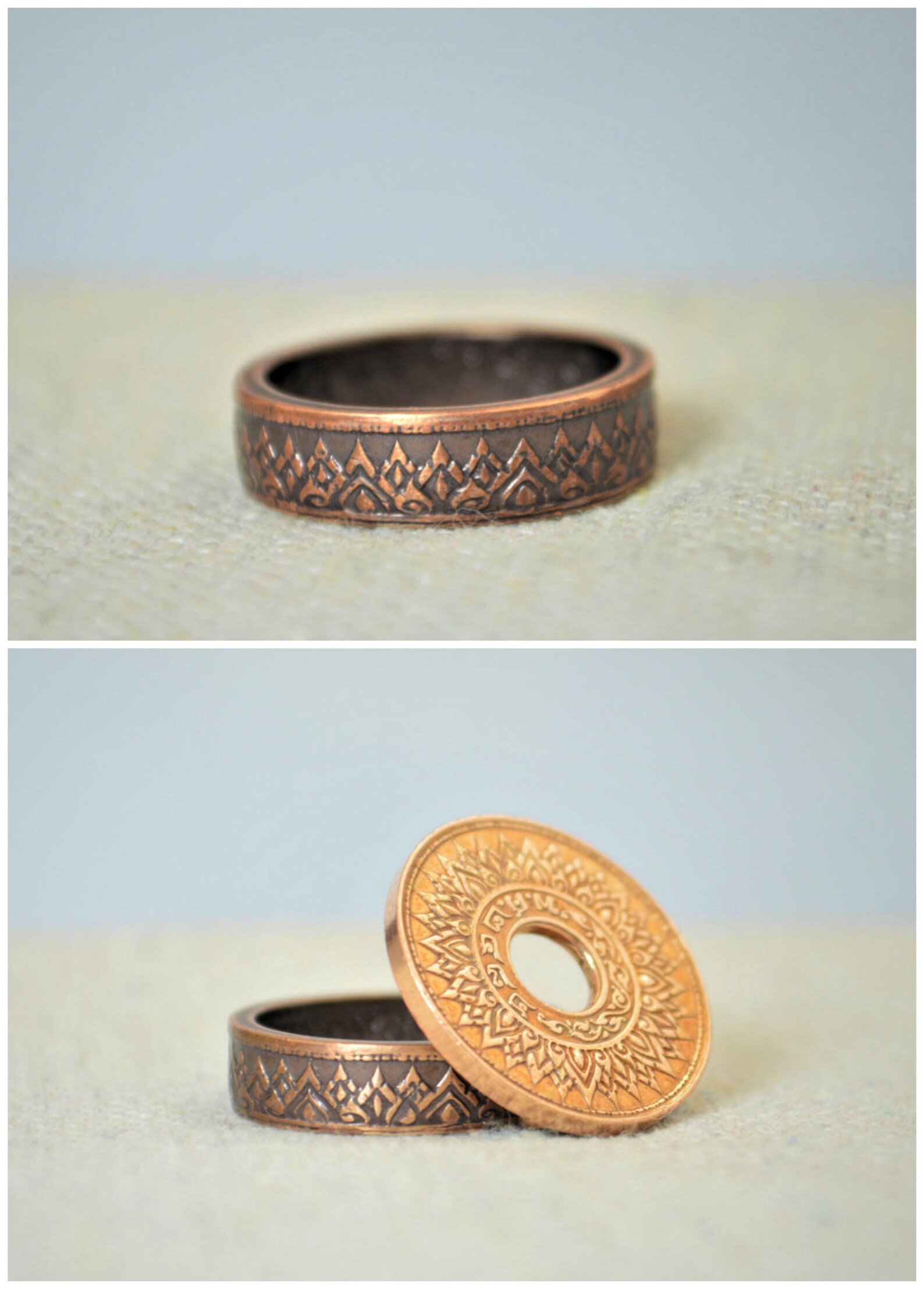 Thailand Coin Ring Thai Coin Ring Brown Ring Crown Ring | Etsy