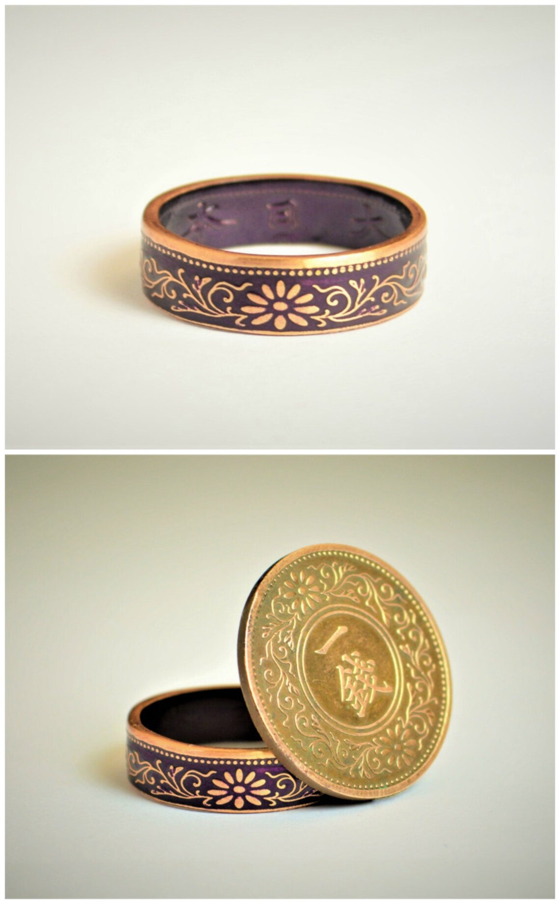 Coin Ring Purple Ring Japanese Ring Coin Ring Japanese - Etsy
