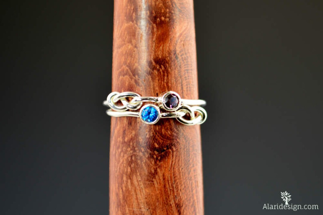 Set of 2 Silver Infinity Rings, Infinity Ring, Mother's Rings, Stacking ...