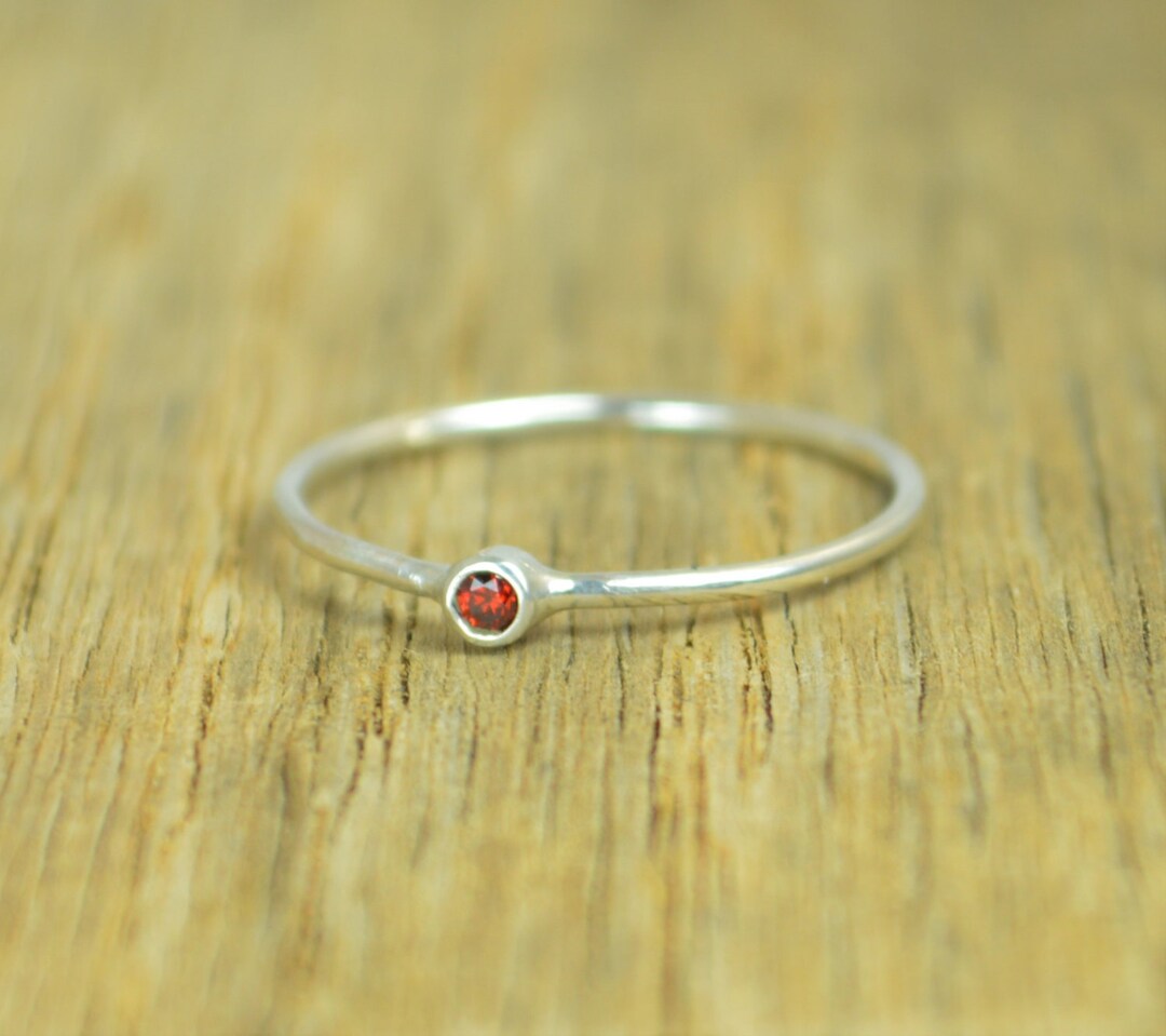 Tiny Garnet Ring, Garnet Stacking Ring, Sterling Garnet Ring, Garnet Mothers Ring, January ...