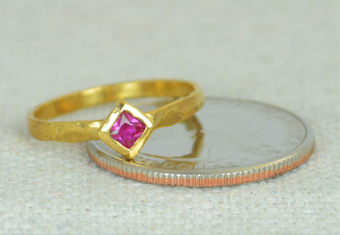 Square Ruby Ring Gold Filled Ruby Ring July's Birthstone - Etsy