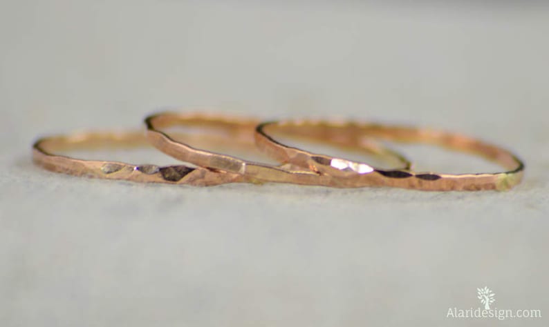Rose Gold Ring Stack Ringsimple Ringrose Gold Bandthin - Etsy