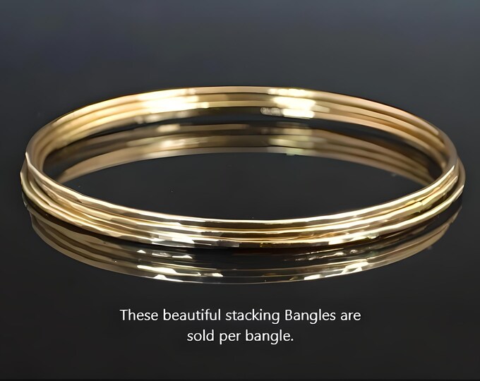 Gold Filled Bangle, Thin Bangle, Textured Bangle, Gold Bangle, Thin ...