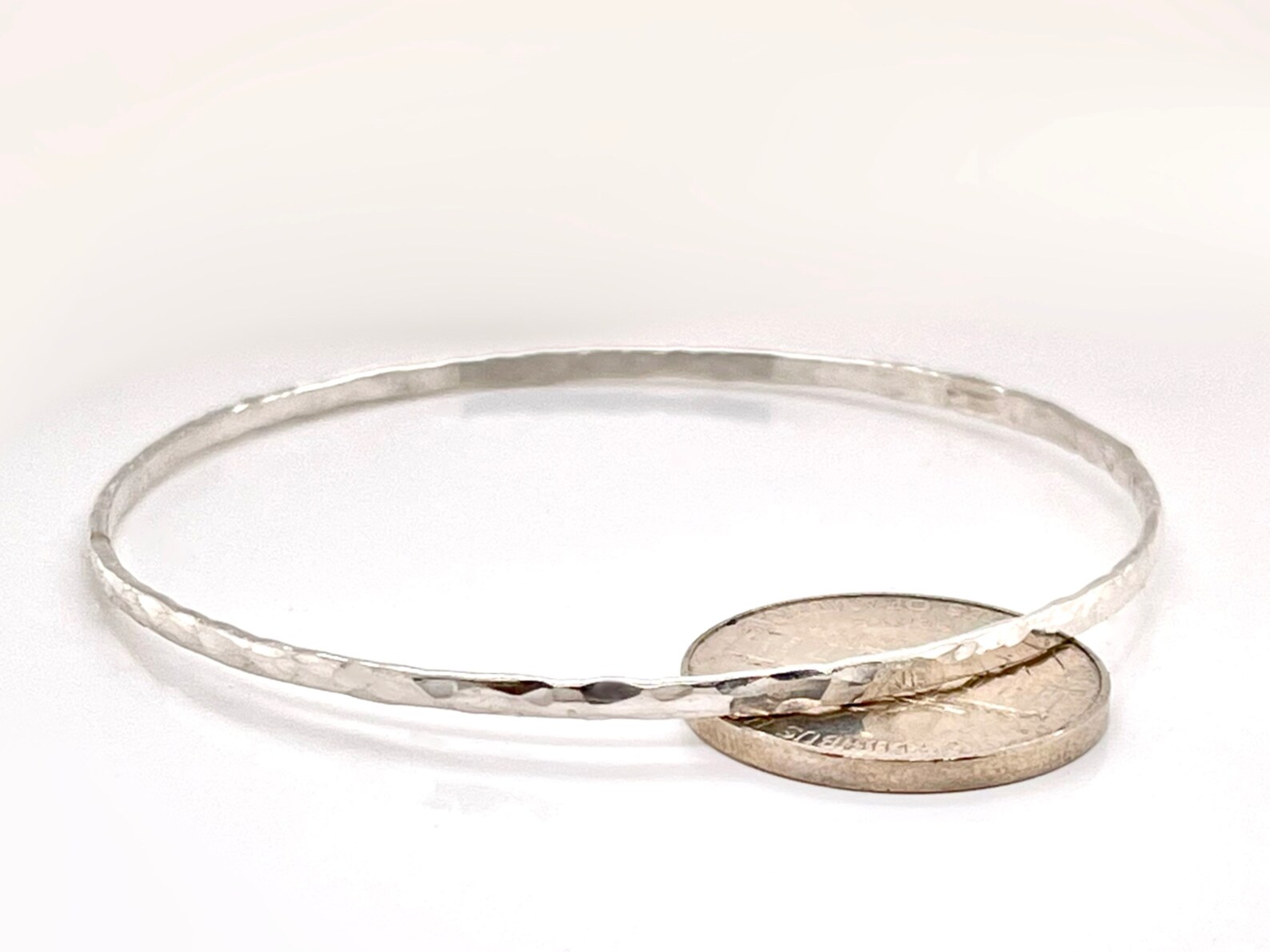 Classic Silver Hammered Bangle Medium Weight Bangle Sterling - Etsy
