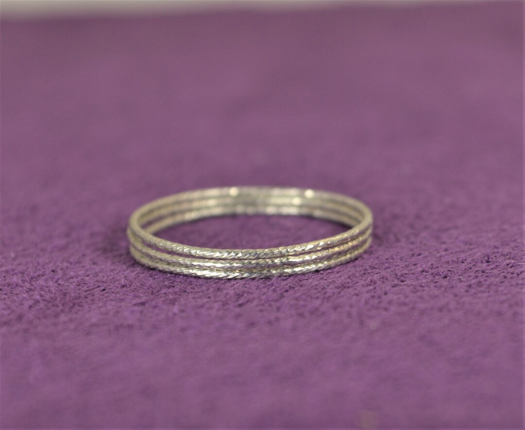 Super Thin Sparkle Ring, Silver Ring, Stacking Rings, Dainty Silver ...